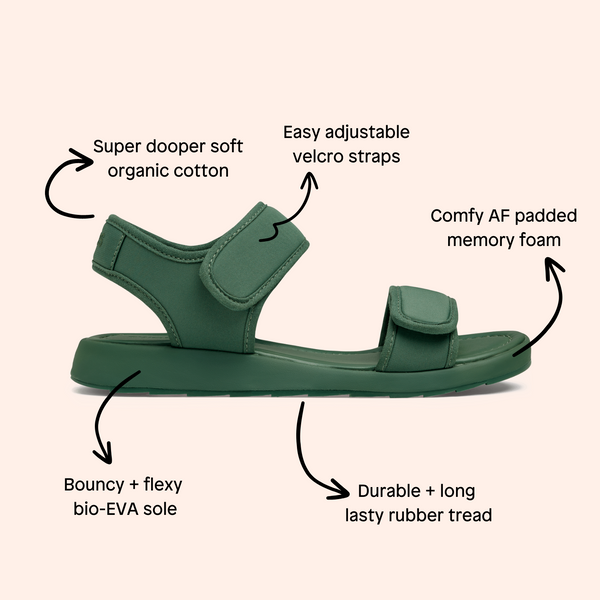 Shop The OG in Dark Green | Flat Sandals | TWOOBS